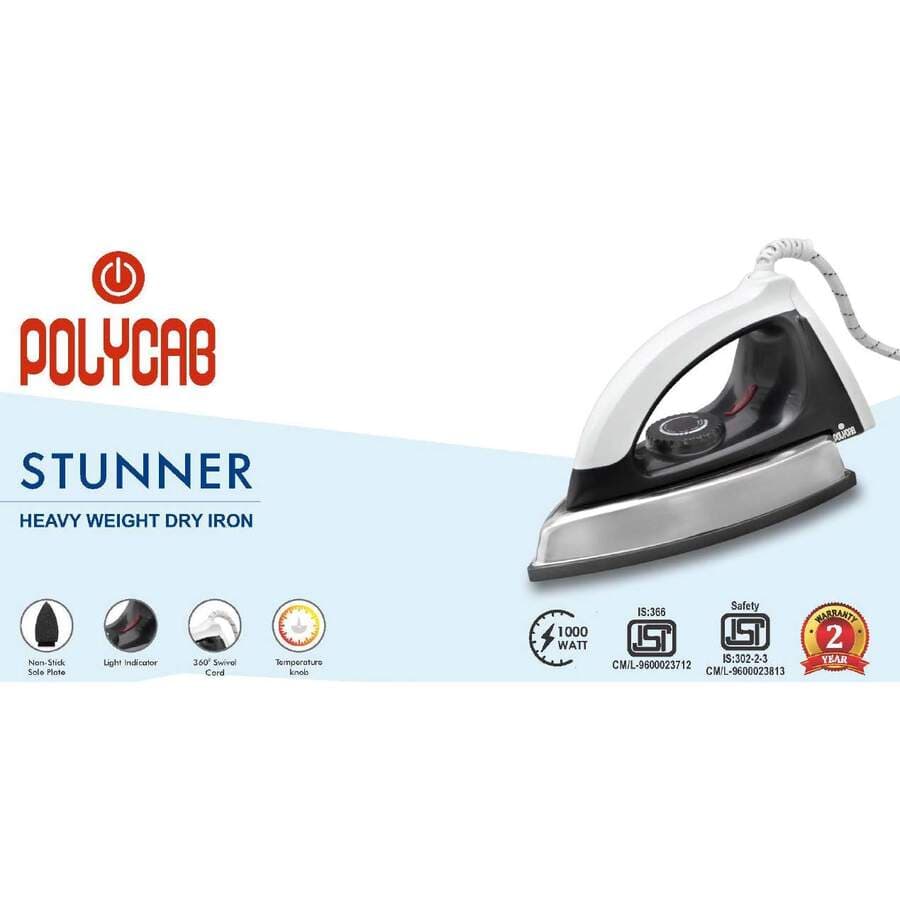 Polycab Stunner Heavy Weight 1000 Watts Dry Iron